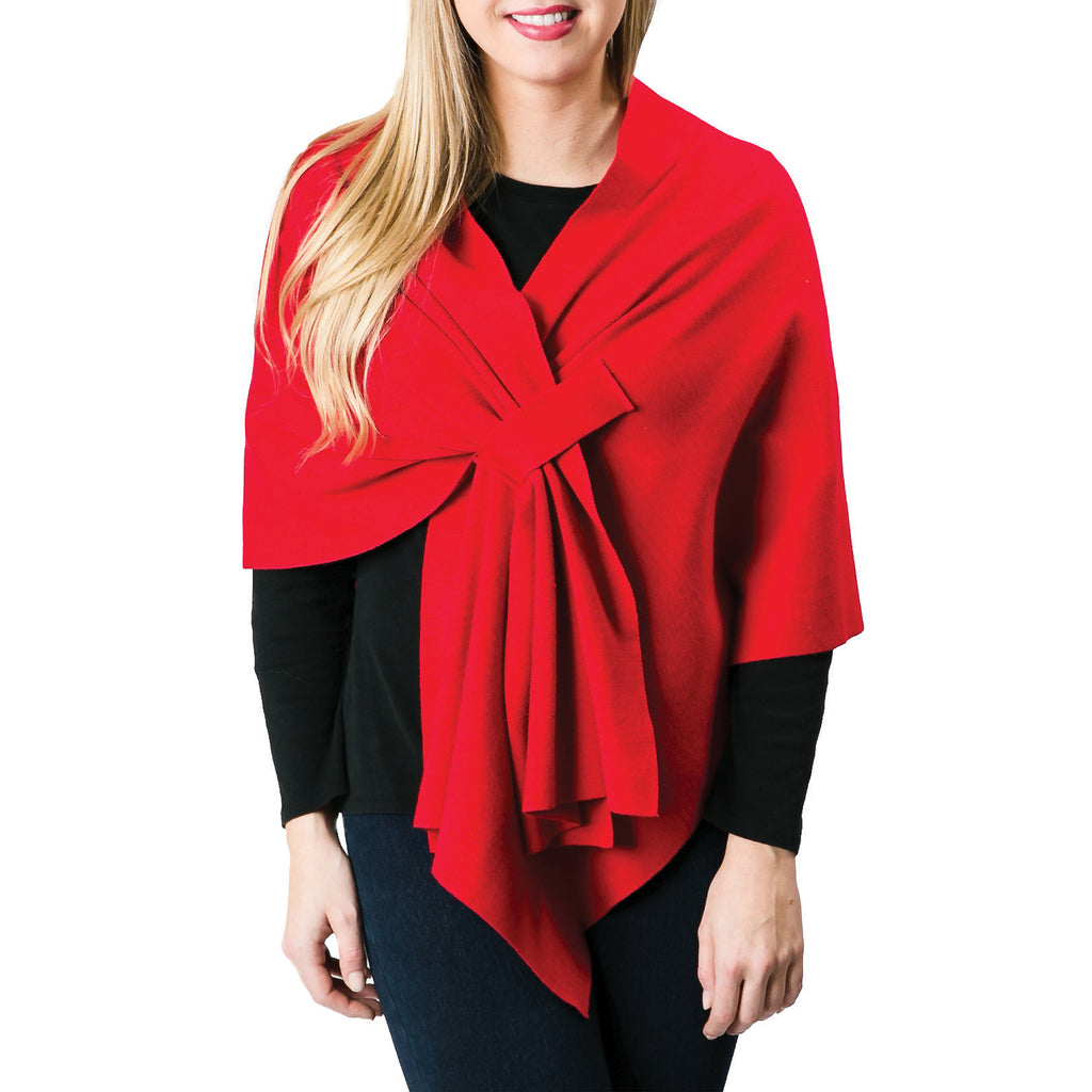 Red Katie Knit Solid Keyhole Wrap – Top It Off