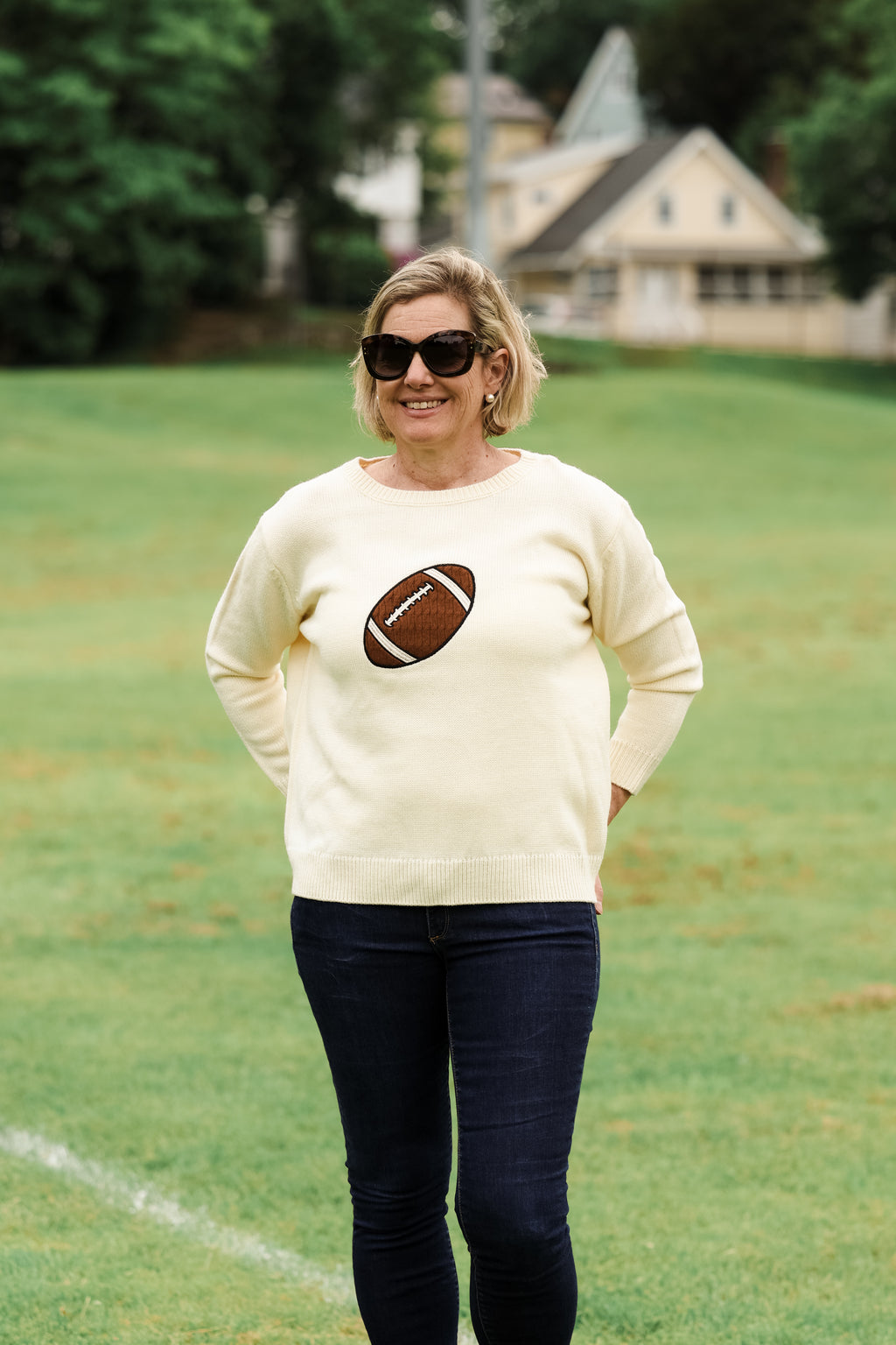 Pippa Football Sweater | Women’s Cozy Game Day Knit – Top It Off